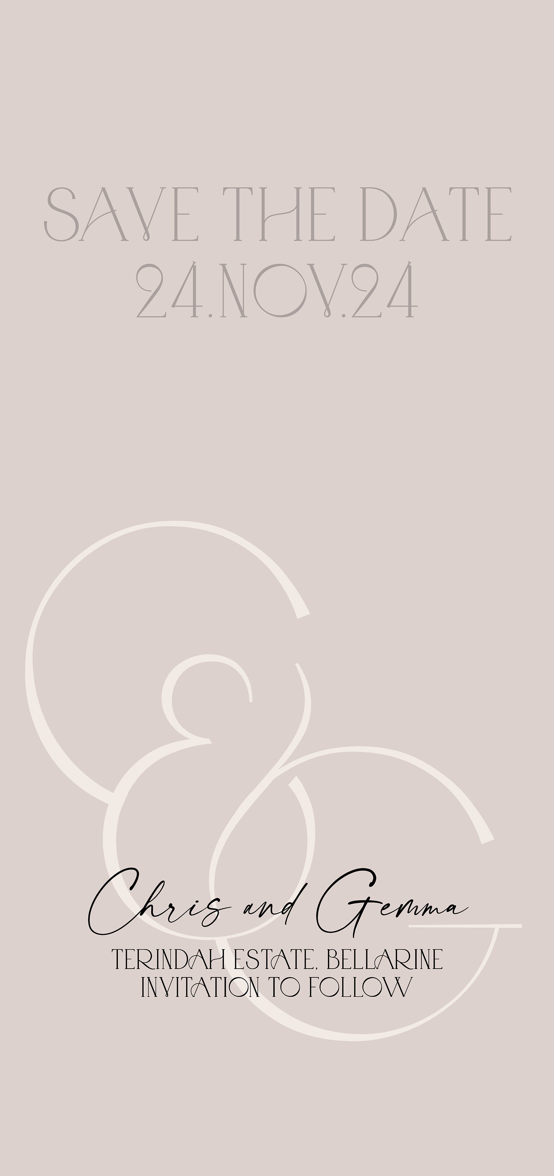 Digital E-vite: Monogram Save the date – Danger & Moon