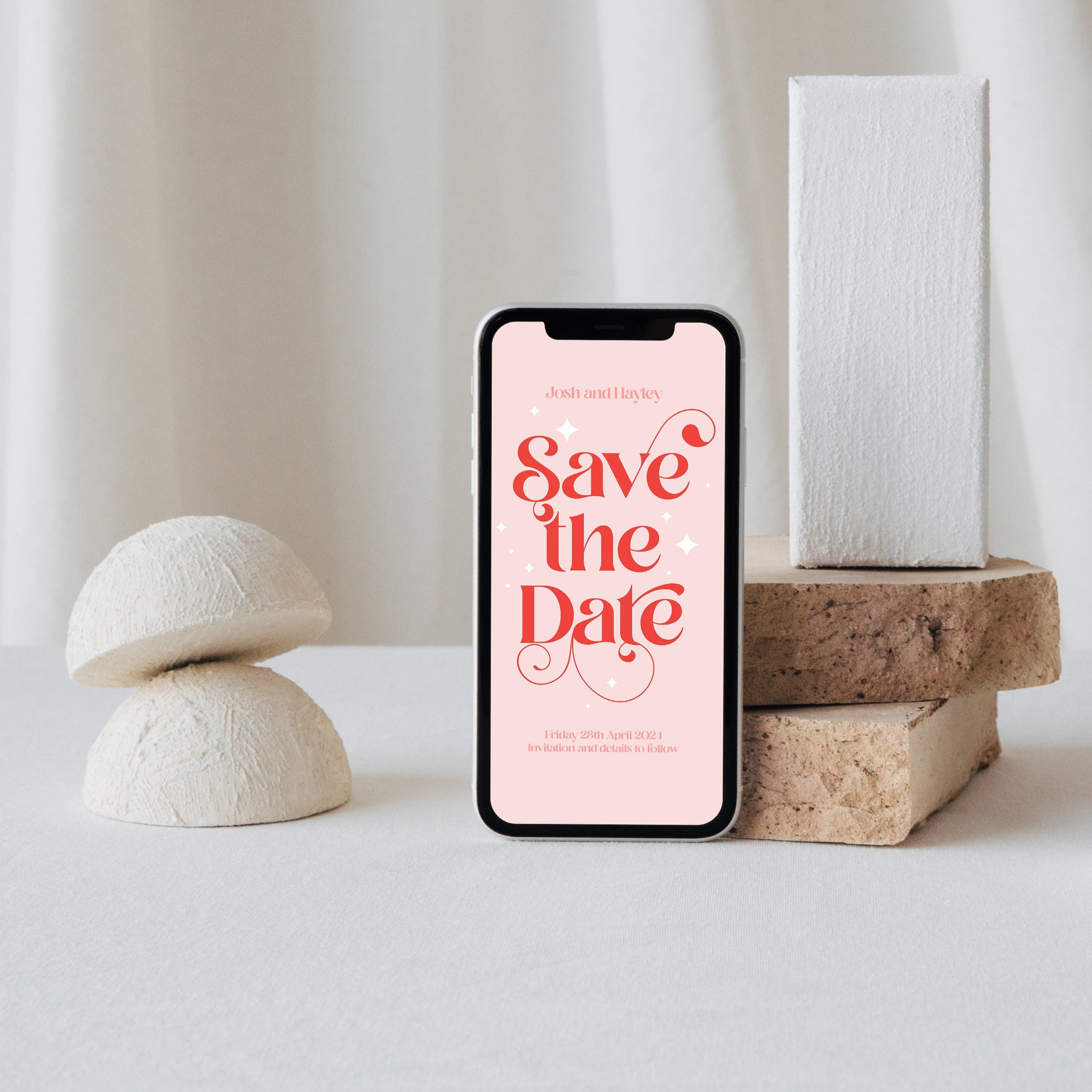 Digital E-vite: Retro Disco Save the date – Danger & Moon